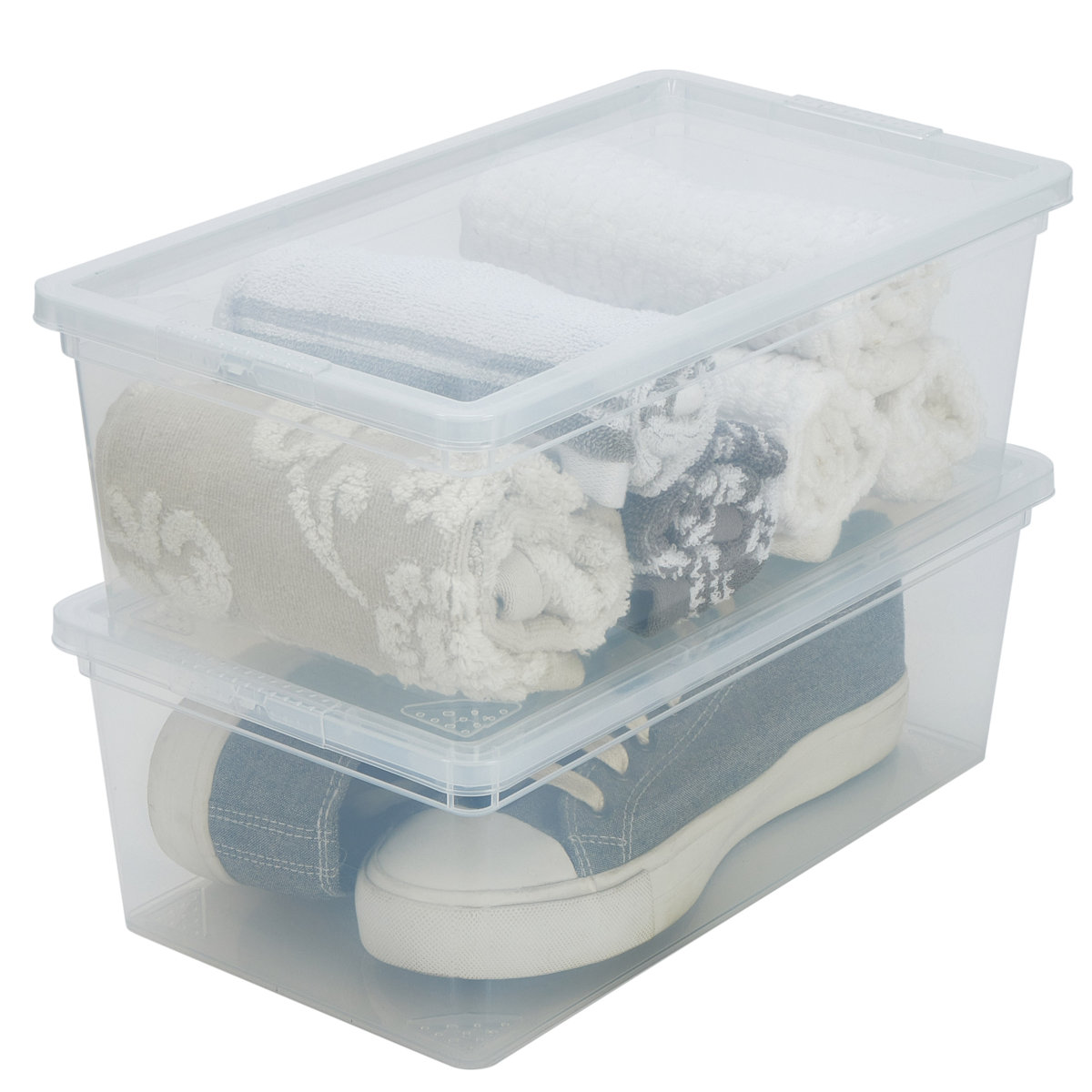 Simplify Rebrilliant 6 Pack Stackable Storage Bins with Lids in Clear | Wayfair